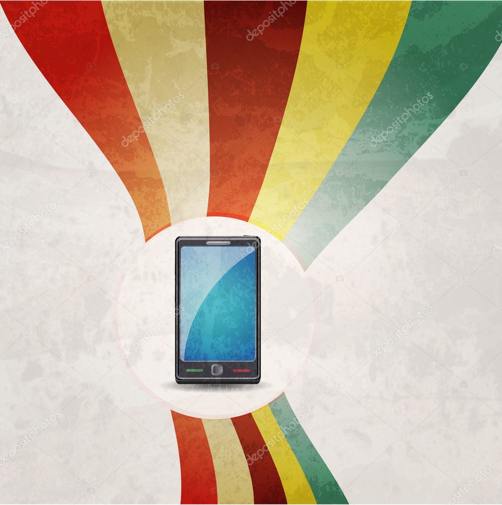 Illustration of mobile phone. Retro background Stock Vector by ©file404 ... Illustration of mobile phone. Retro background Stock Vector by ©file404 ...