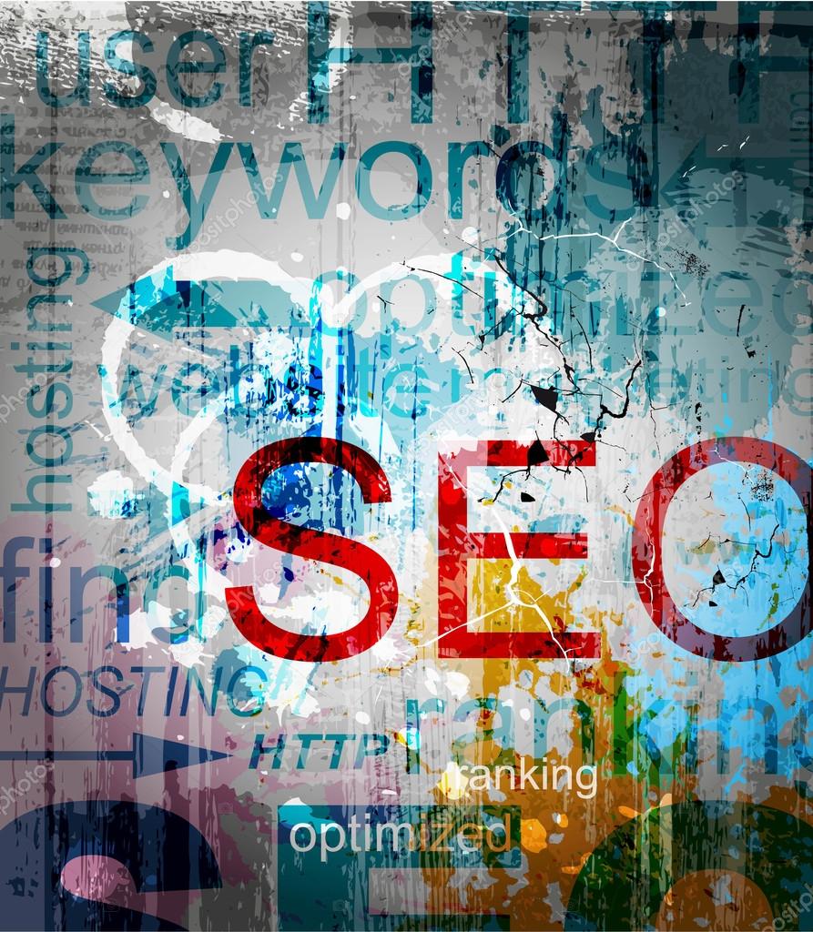 SEO. Word Grunge collage on background Stock Vector by ©file404 13677792