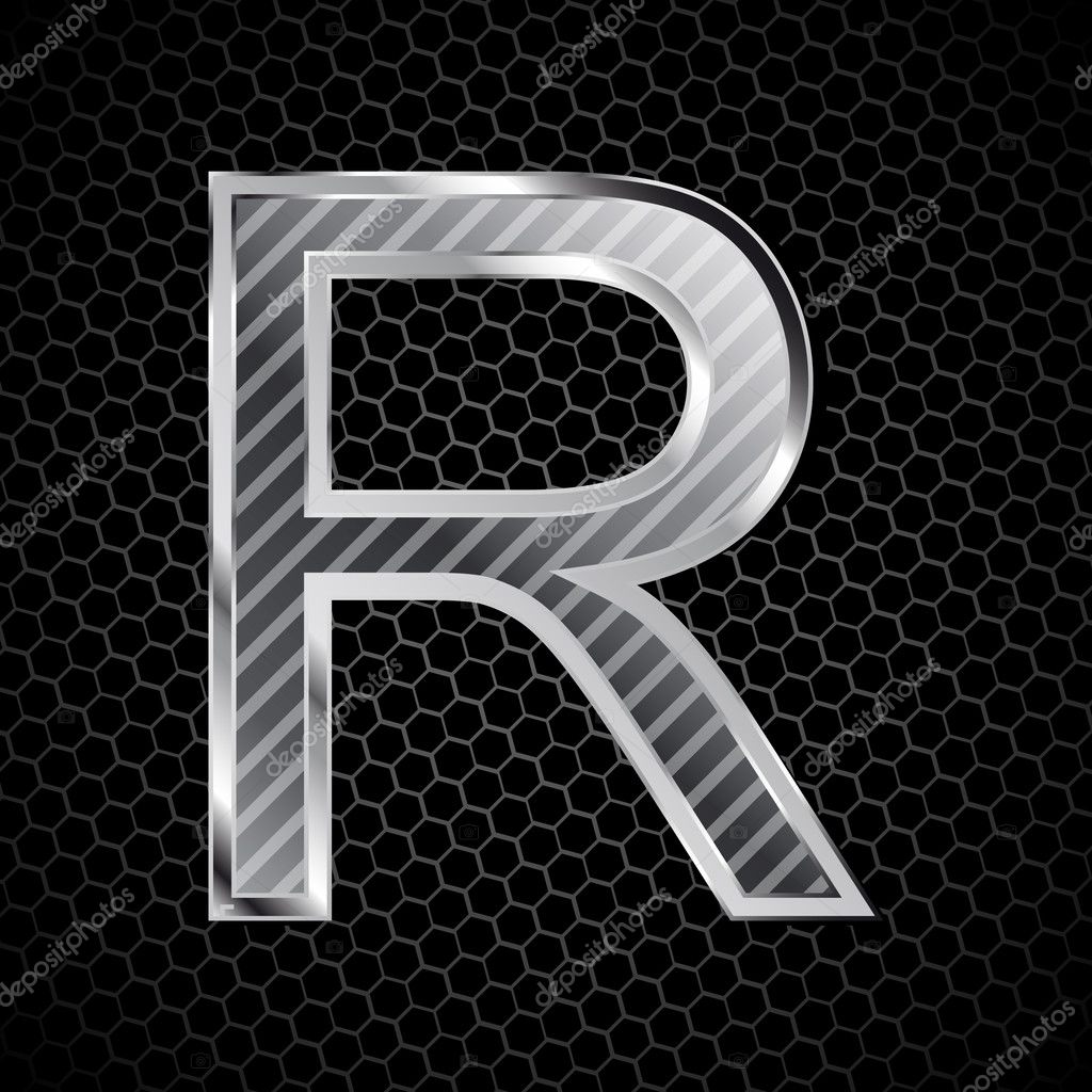 Metallic font on a metal grid. Letter R — Stock Photo © file404 #13754092