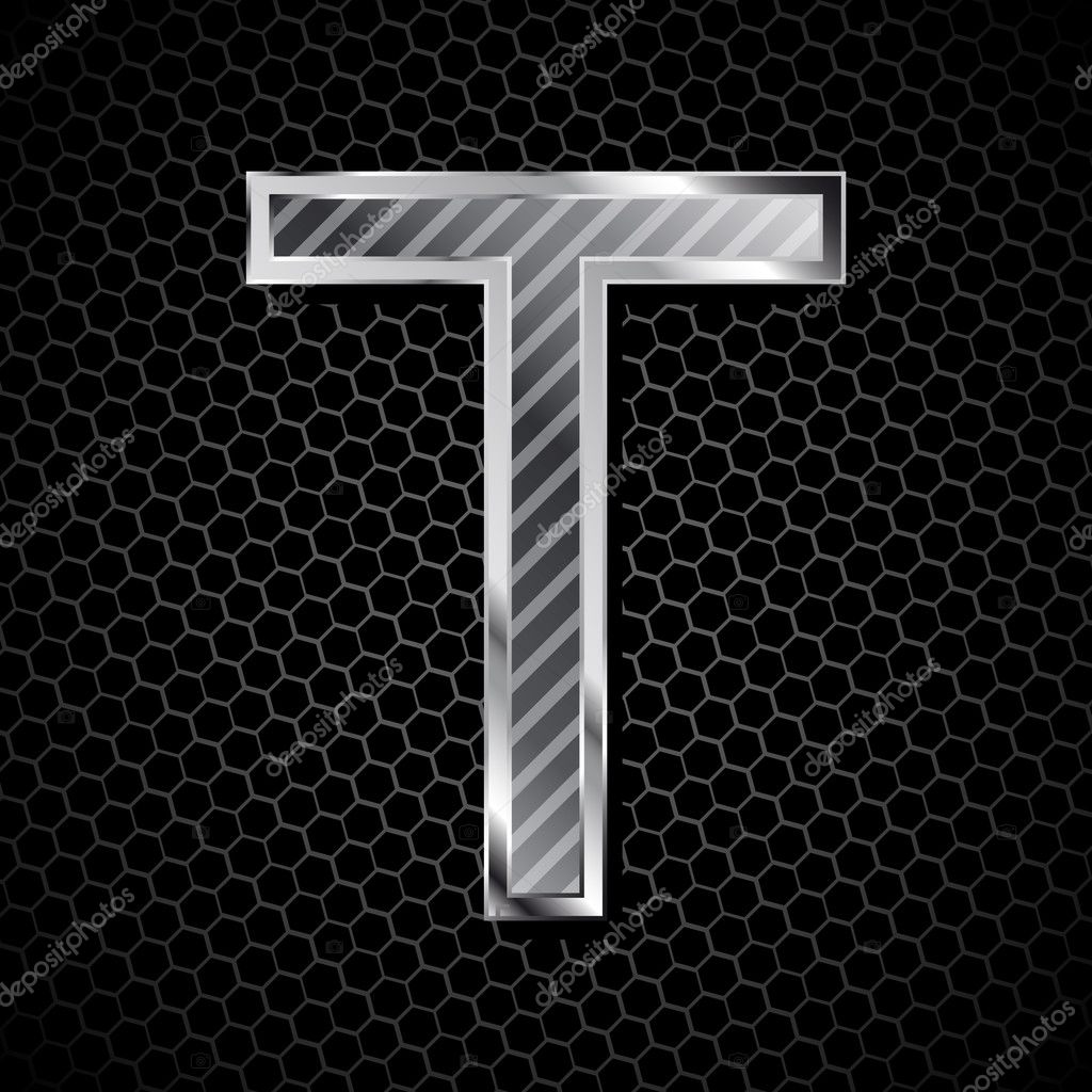 Metallic font on a metal grid. Letter T — Stock Photo © file404 #13754321