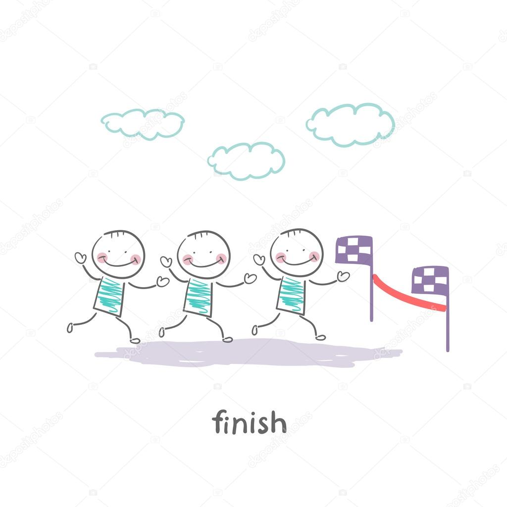 Deportistas cruzan la línea de meta Vector de stock #30384763 de ©file404