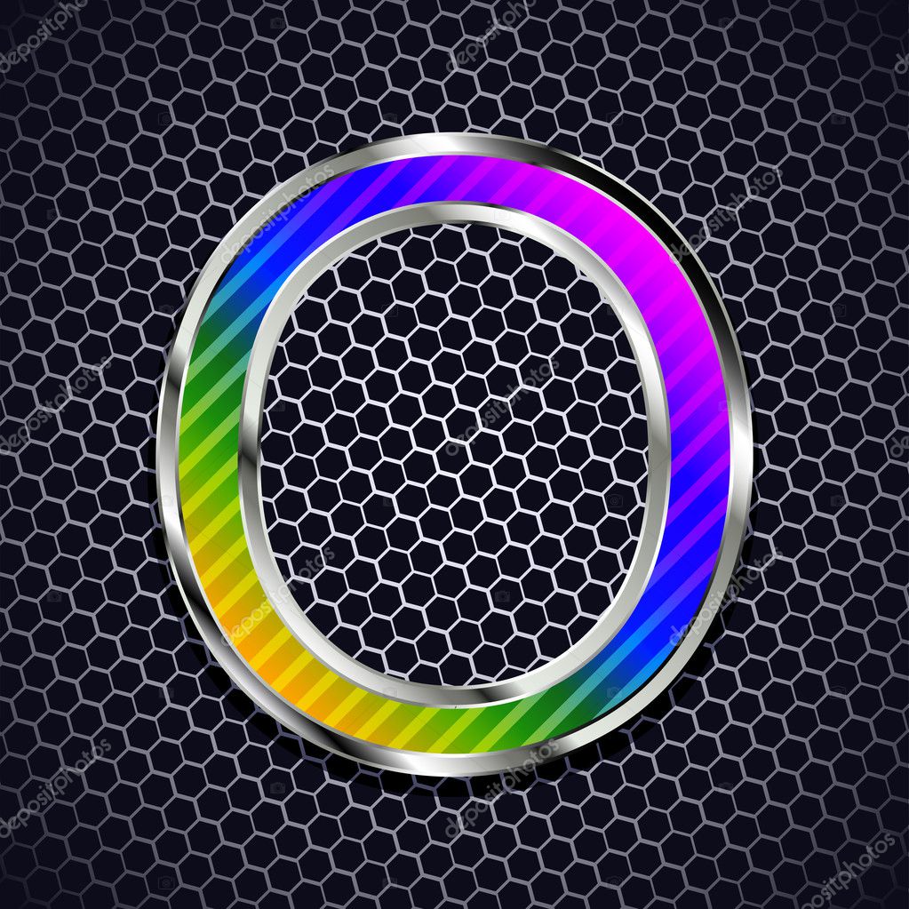Metallic font on a metal grid. Letter O Stock Vector by ©file404 31103315