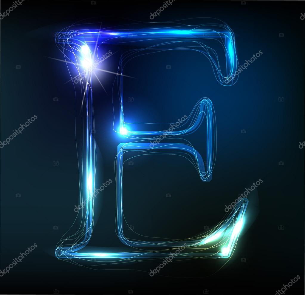 Letter E Blue Fire