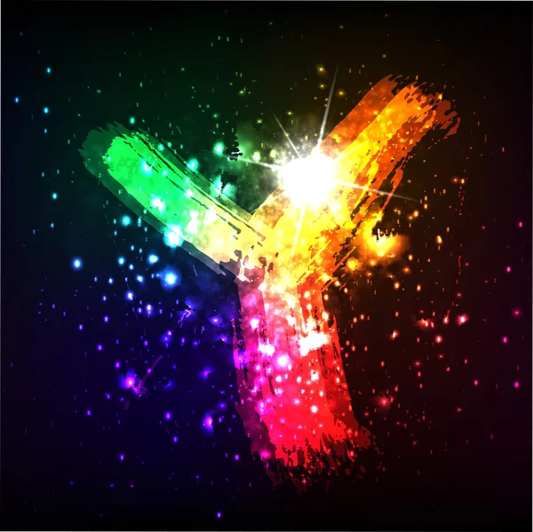 The letter p in graffiti | Glowing shiny graffiti letter on space ...
