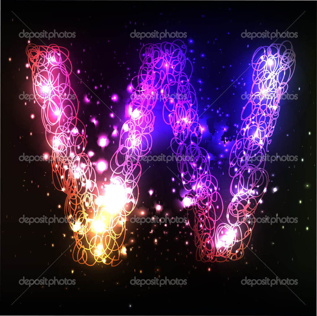 Glowing neon font. Shiny letter W — Stock Vector © file404 #31179207