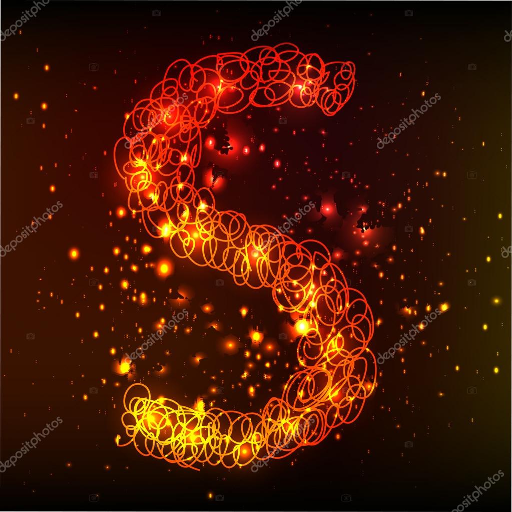Fire letter. Letter S — Stock Vector © file404 #31179273