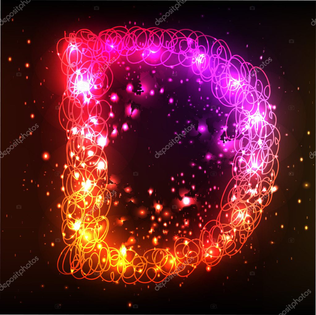 Neon Light Alphabets. Letter D — Stock Vector © file404 #31179283