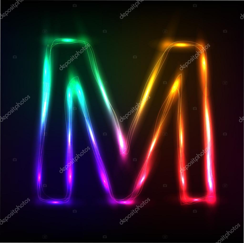 Alfabeto vectorial. Letra de neón M vector, gráfico vectorial © file404 ...