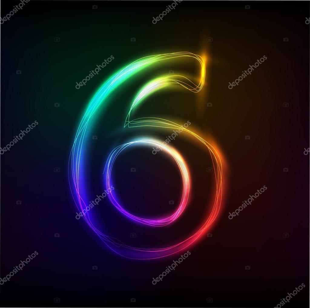 Neon number - 6 Stock Vector Image by ©file404 #32898573