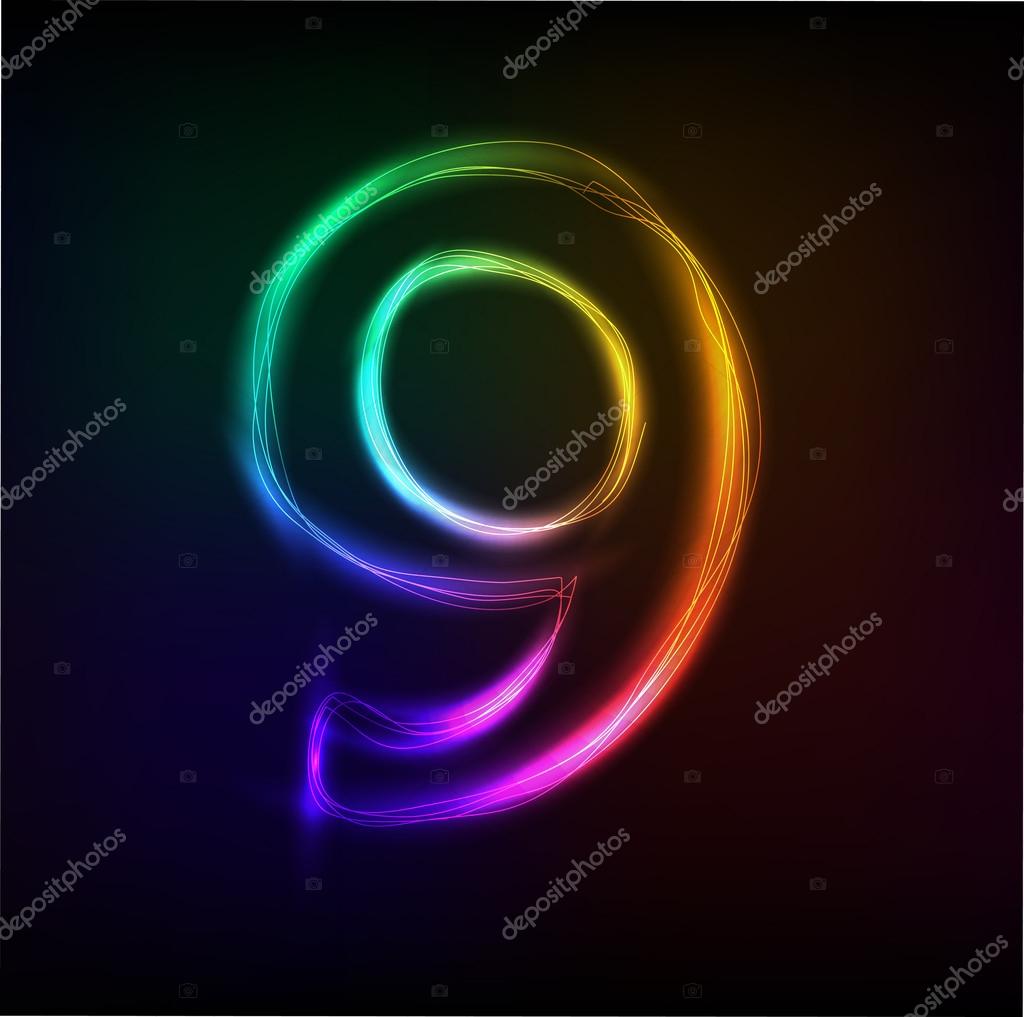 Neon number - 9 — Stock Vector © file404 #32898609