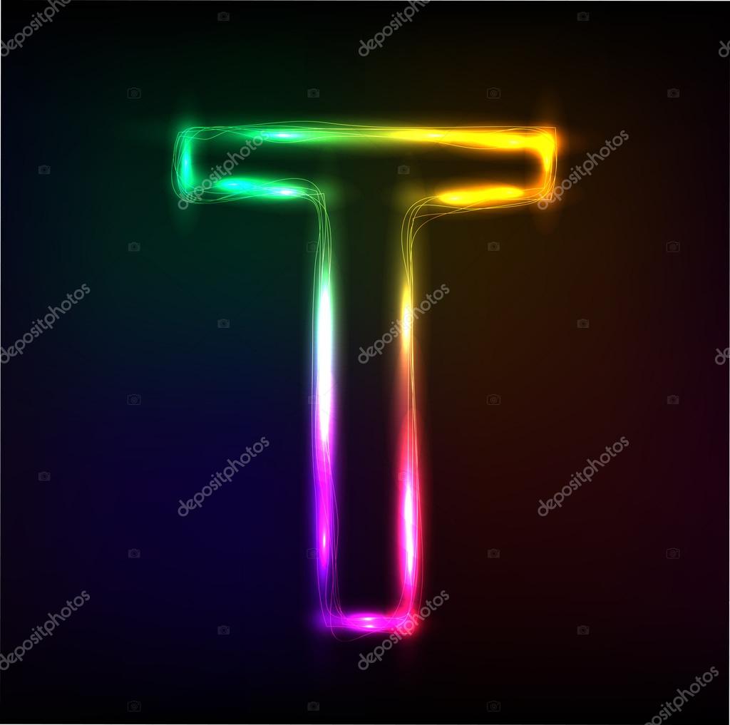 Vector alphabet. Neon letter T Stock Vector by ©file404 32898811
