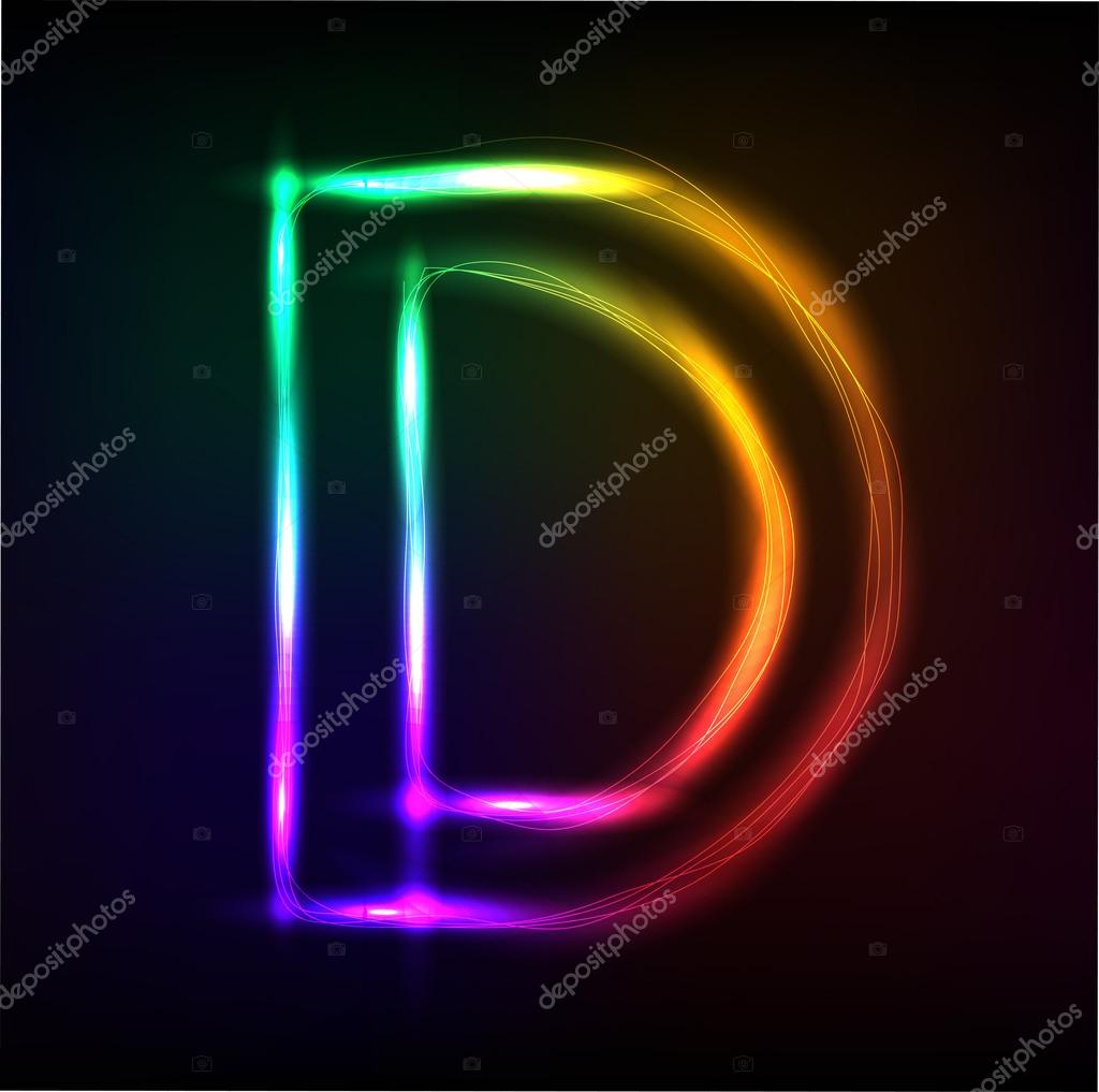 Vector alphabet. Neon letter D Stock Vector Image by ©file404 #32988911