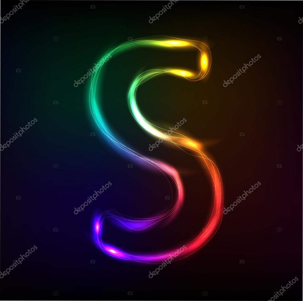 The Letter S In Neon Green Vector Alphabet. Neon Letter S Stock Vector