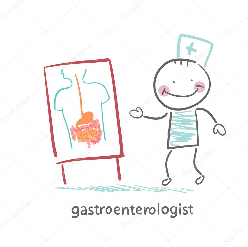 Gastroenterologist shows the presentation of the disease Stock Vector ...