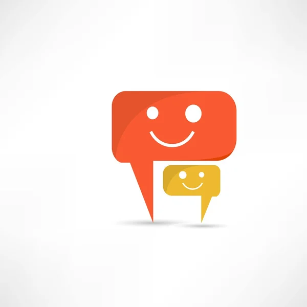 Set Smile Icon. Circle and square buttons. Happy face chat speech ...