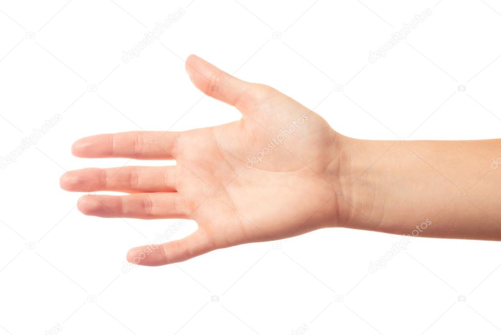 Outstretched human hand on white background Stock Photo by ©file404 ...