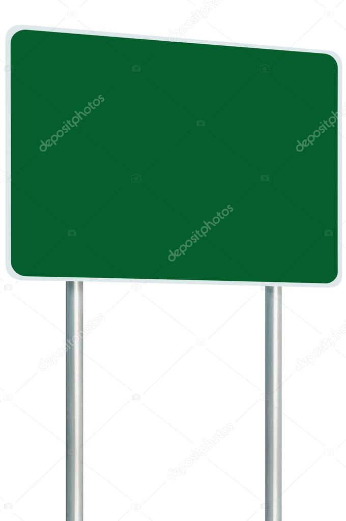 Blank Green Signboard Road Sign Isolated, Large Perspective Copy Space ...