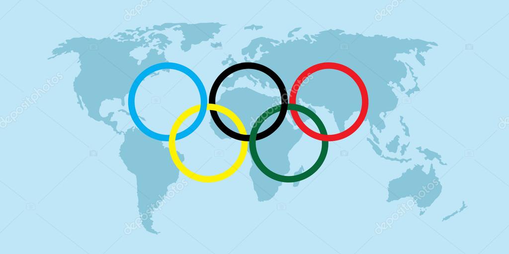 Olympic rings in front of map of the world — Stock Vector © elkostas ...
