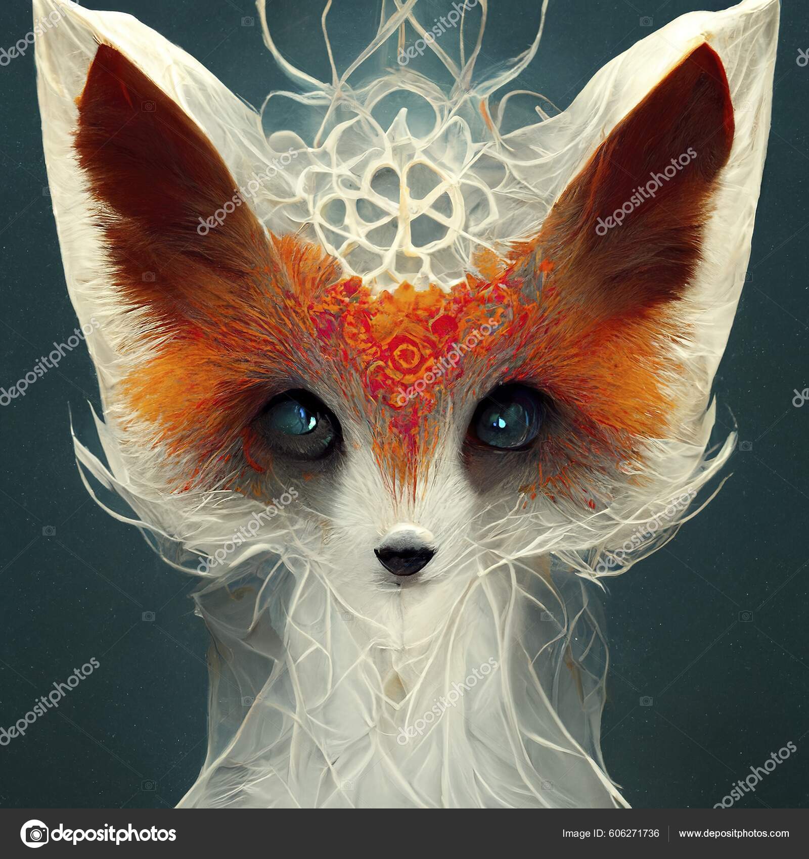 Mystical Fox Portait Spiritual Pose — Stock Photo © Nebuto #606271736