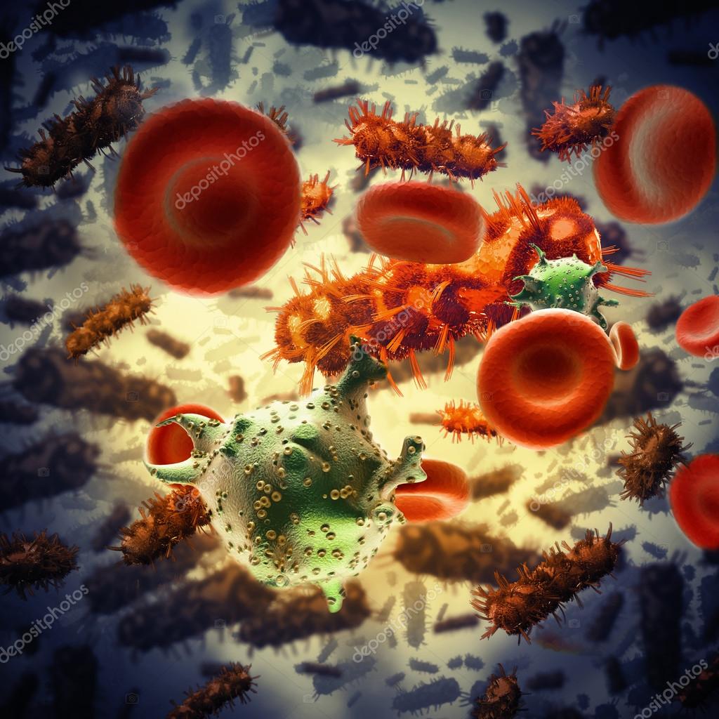 Bacteria background. HIV cells. 3d render — Stock Photo © amuzica #34350571