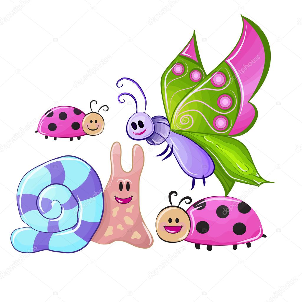 Bright and colorful insects in a positive mood Stock Vector by ...
