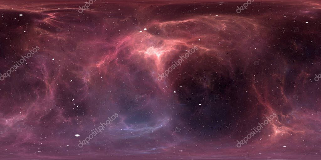 Espacio 360 grados nebulosa panorama, proyección equirectangular, mapa del medio ambiente ...