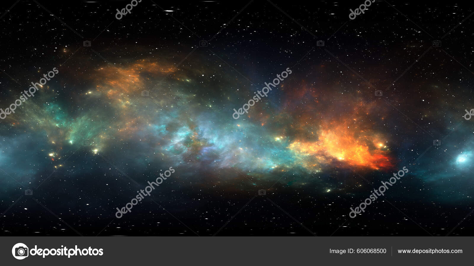 360 Degree Stellar System Gas Nebula Panorama Environment 360 Hdri ...