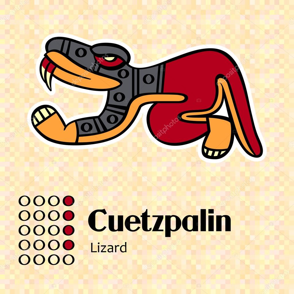 Aztec symbol Cuetzpalin — Stock Vector © sahuad #12272854