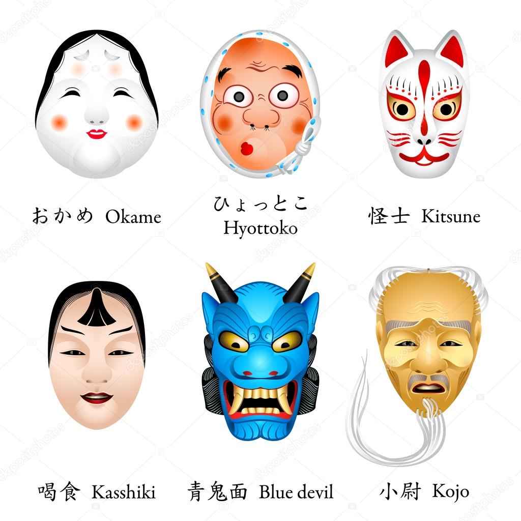 Japan masks I — Stock Vector © sahuad #13875520