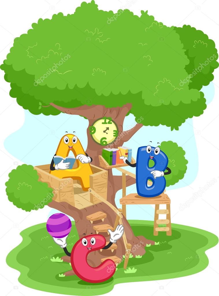 Treehouse Alphabet Mascots Stock Illustration by ©lenmdp #13604701