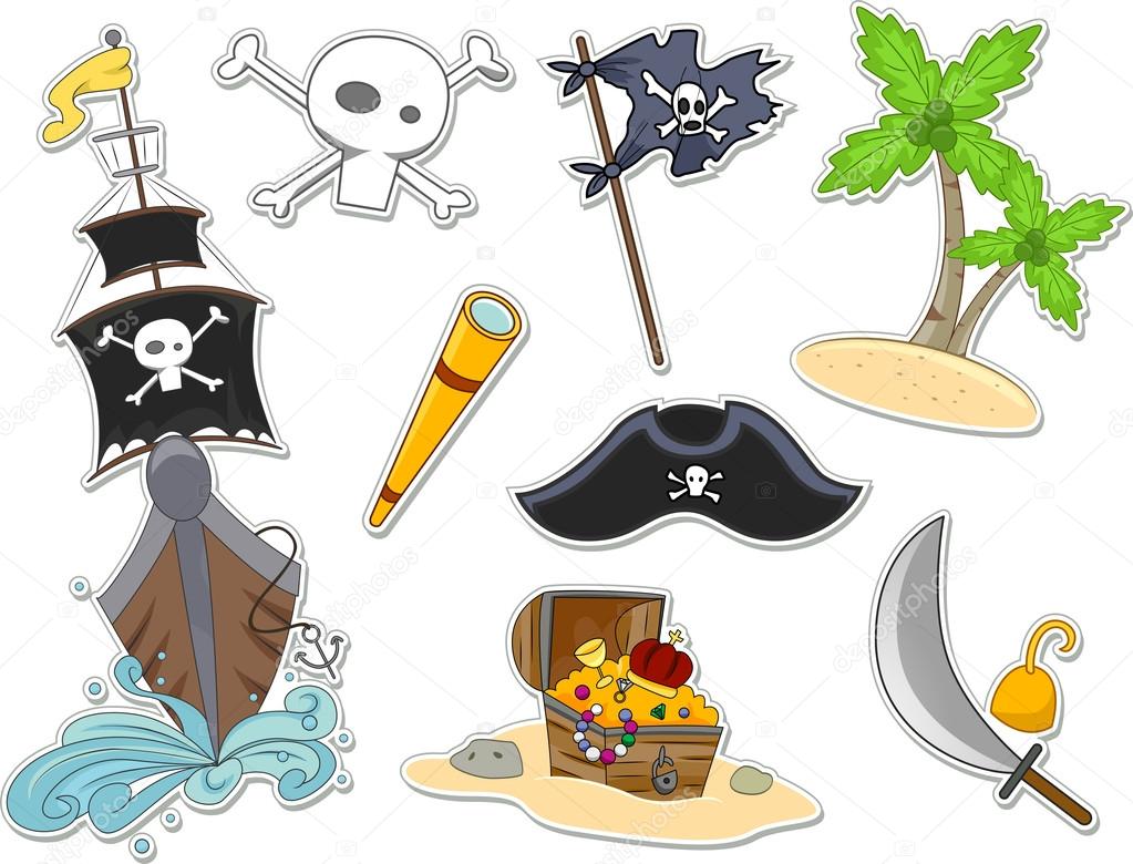 Pirate Stickers Stock Illustration by ©lenmdp #13604946