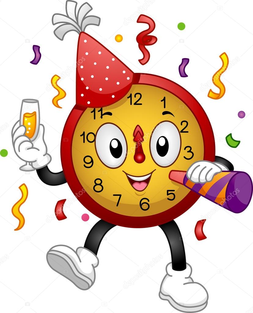 Happy New Year Hat Clip Art And Clock