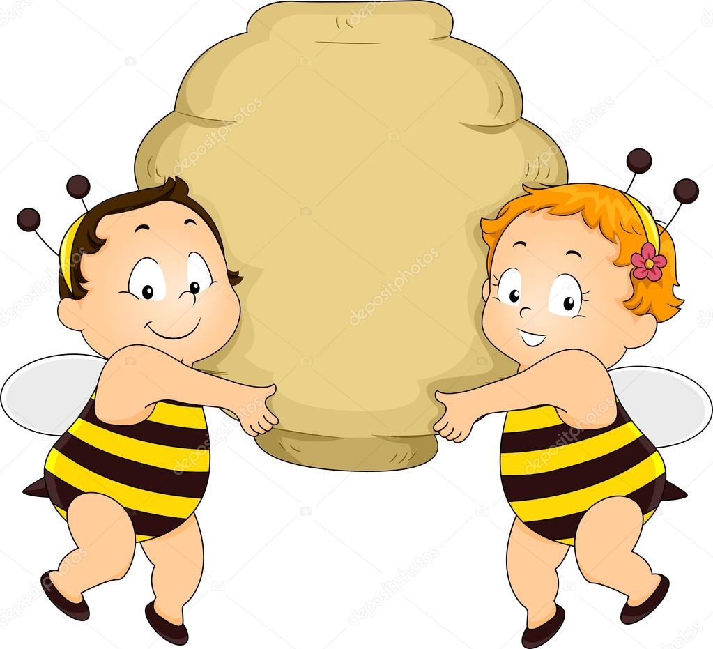 Bee Babies holding a Beehive Stock Illustration by ©lenmdp #20979529