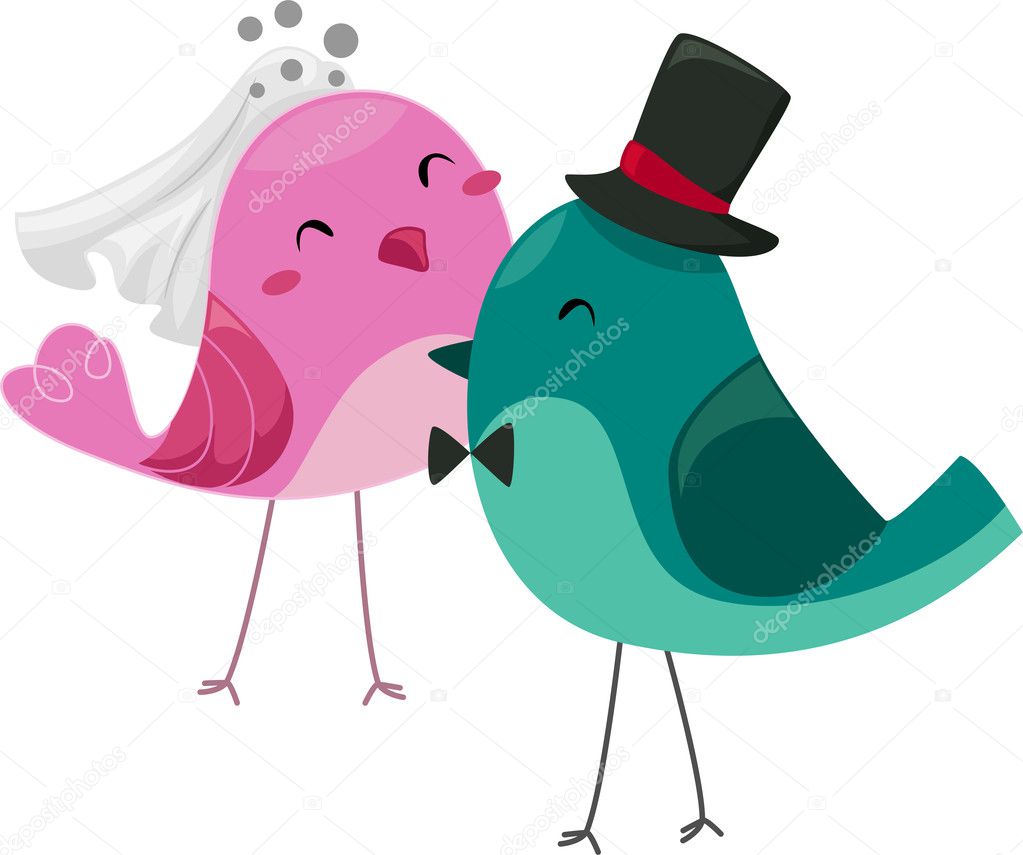 Teal Love Birds Clipart