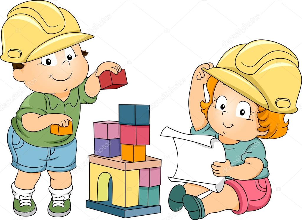 Boy and Girl Toddler Engineers Stock Illustration by ©lenmdp #26419985