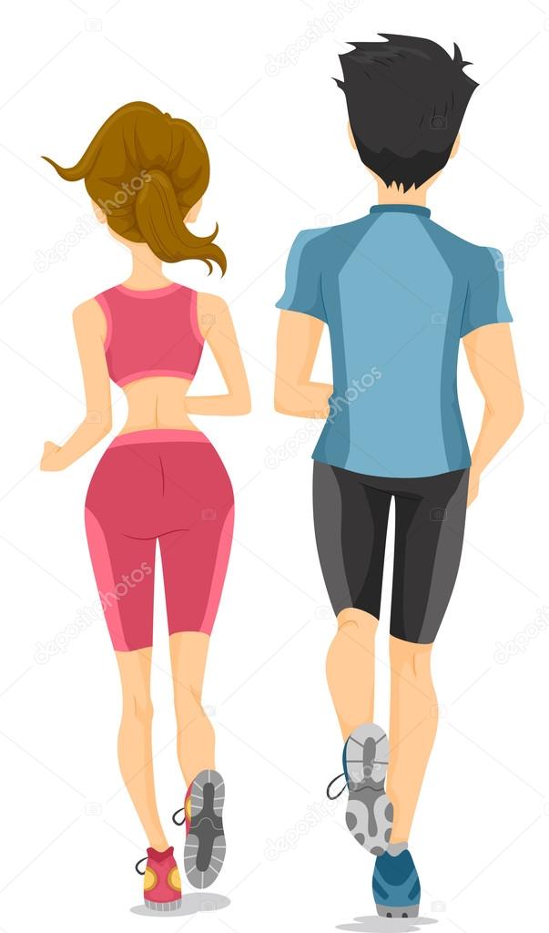 Back View of Running Couple Stock Illustration by ©lenmdp #26420155