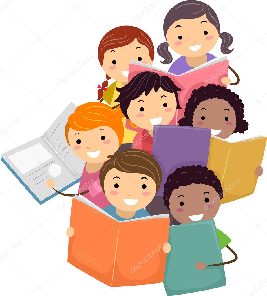 Illustration of Stickman Kids reading Books Stock Illustration by ...