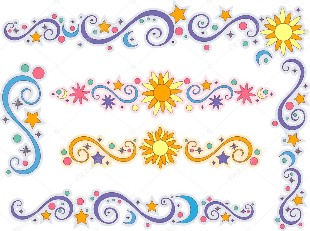 Sun, Moon, and Stars Border — Stock Photo © lenmdp #30787277