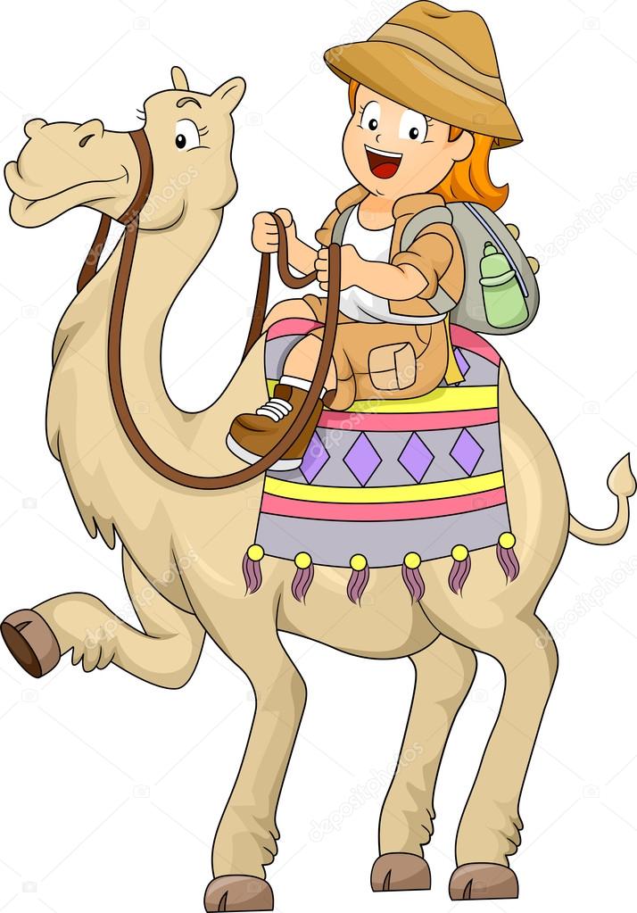 Little Kid Girl Riding a Camel Stock Illustration by ©lenmdp #30787525
