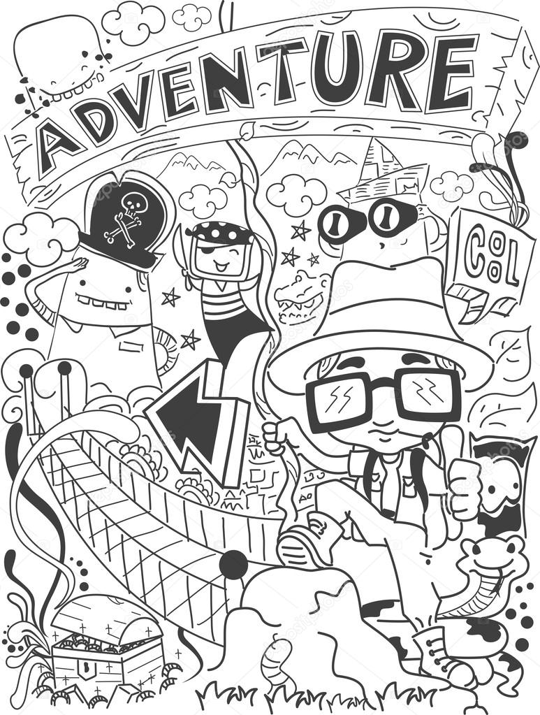 Illustration of a Doodle with an Adventure Theme Stock Illustration by ...