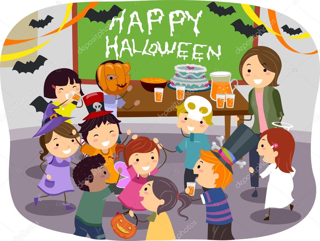 Stickman Kids School Halloween Party Stock Illustration by ©lenmdp ...