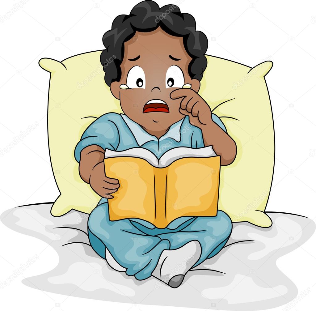 African-American By Crying Over a Story Book Stock Illustration by ...