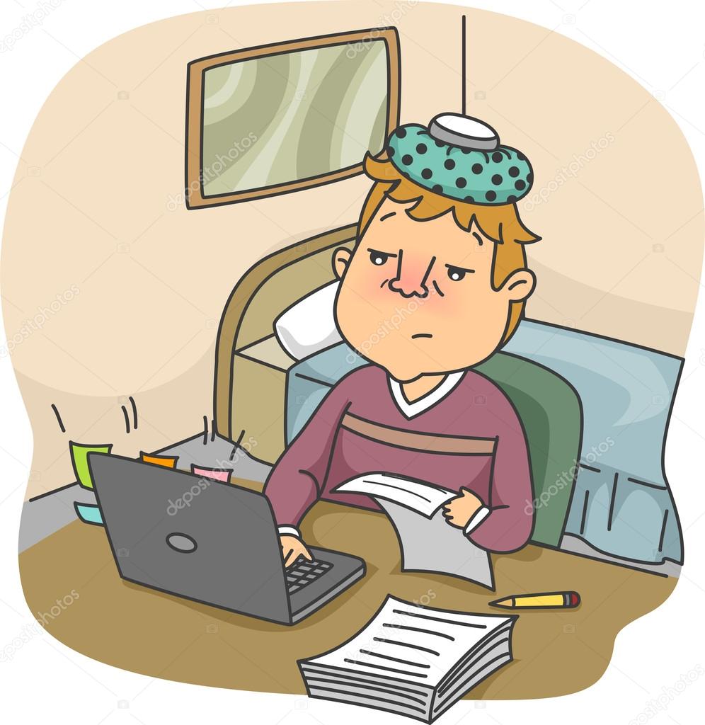 Sick Person At Work Cartoon