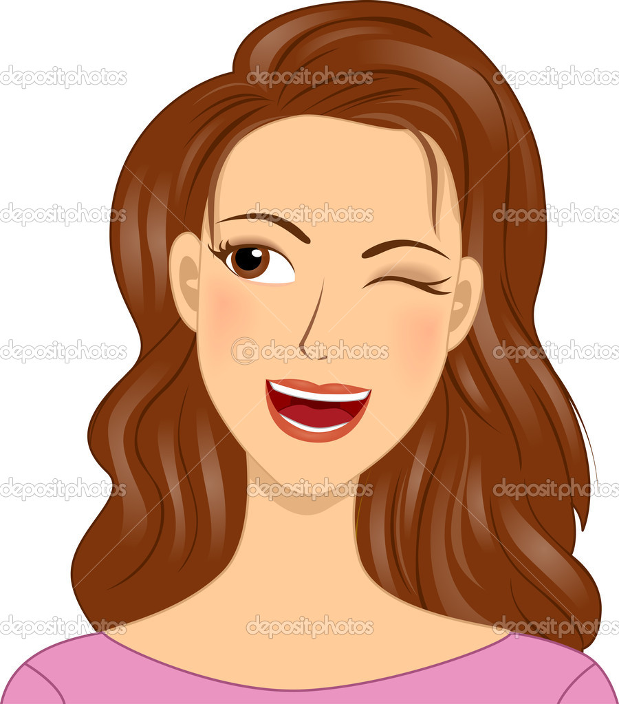 Winking Girl Stock Illustration by ©lenmdp #46203593