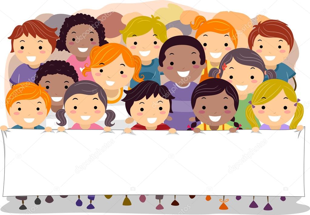 Niños sosteniendo una pancarta — Foto de Stock #46209683 — Depositphotos