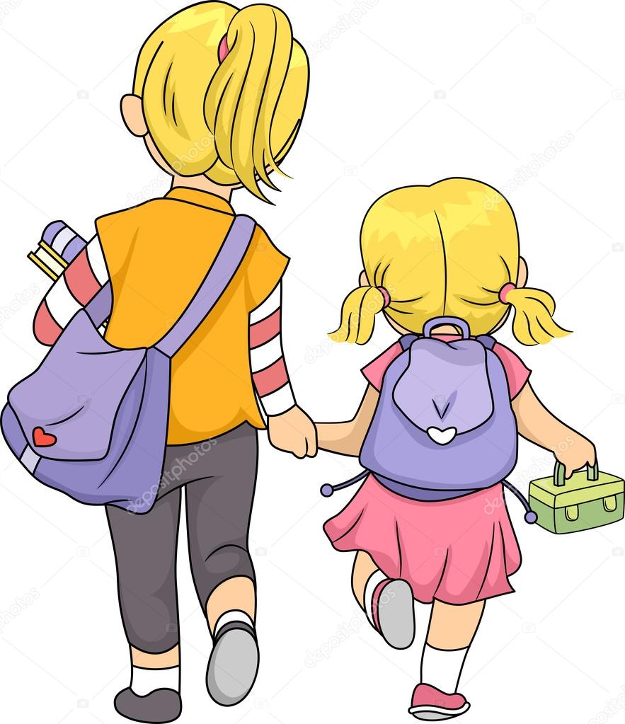 Siblings Walking Home Stock Illustration by ©lenmdp #48929871