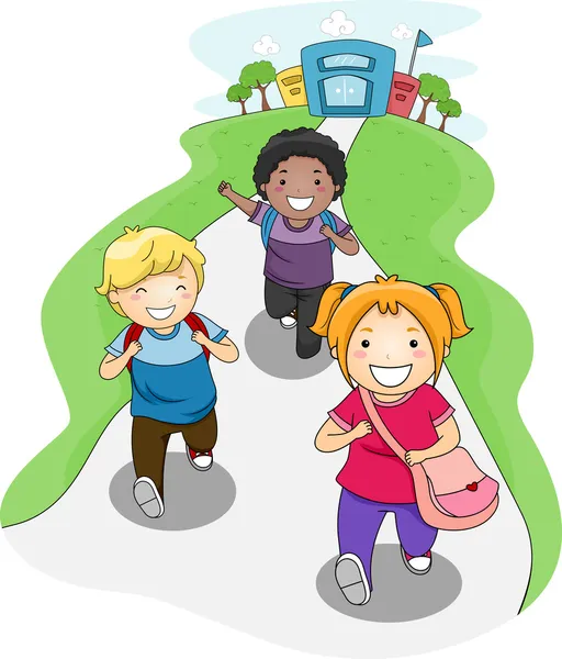 Kids Going to School Stock Illustration by ©lenmdp #7602477
