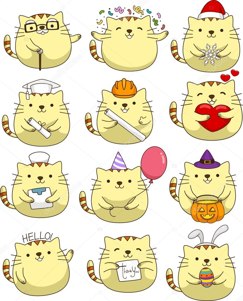 Cute Cat Set Stock Illustration by ©lenmdp #48930313