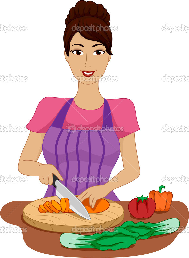 Colonial Woman Cooking Clipart