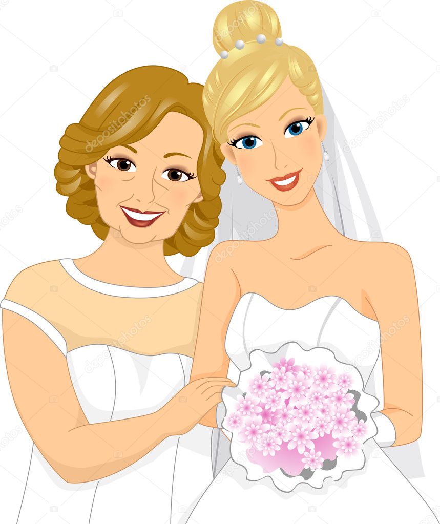Bride and Mom Stock Illustration by ©lenmdp #48932827